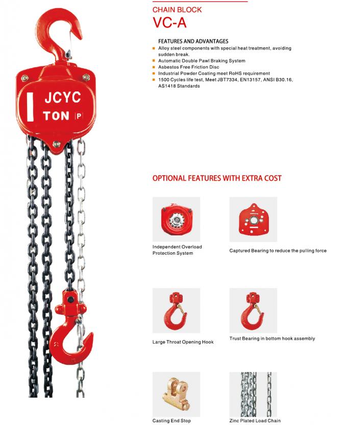 Portable 3 Ton Capacity Manual Pulley Chain Block