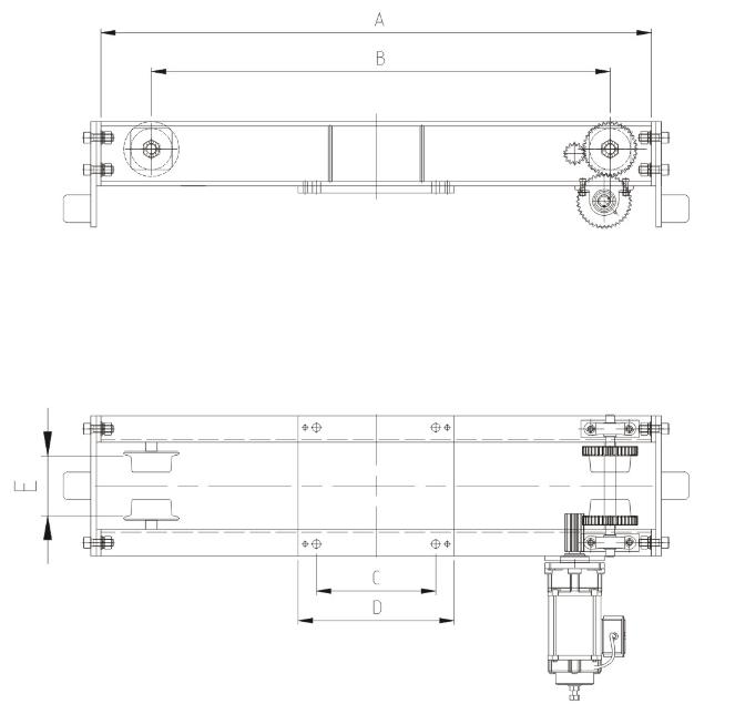Underslung Suspension Bridge Crane End Carriage 5t 220V